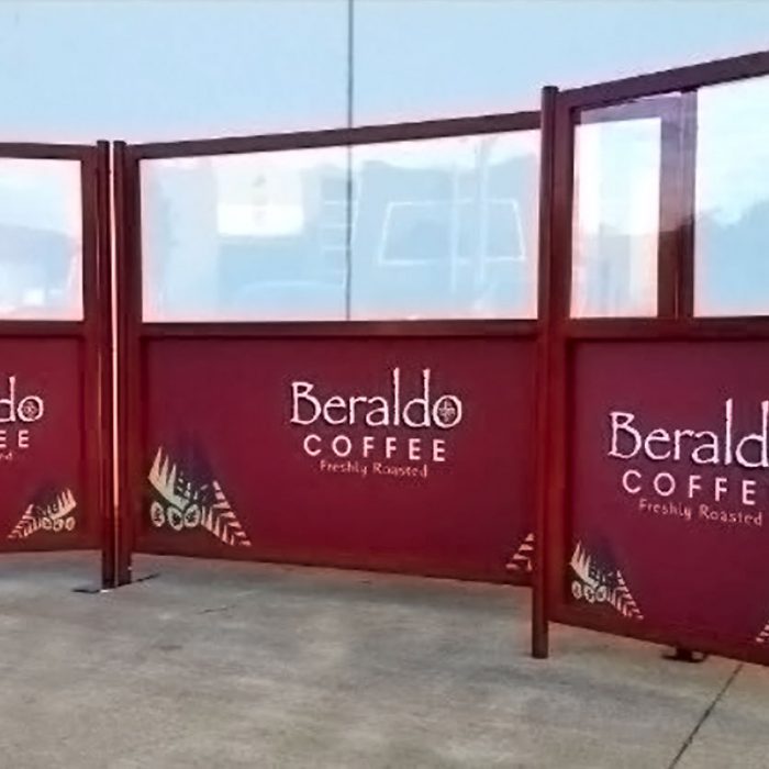 Black Square Tube Cafe Barrier | Wind Break (1.5x2m) - Big Banner Australia