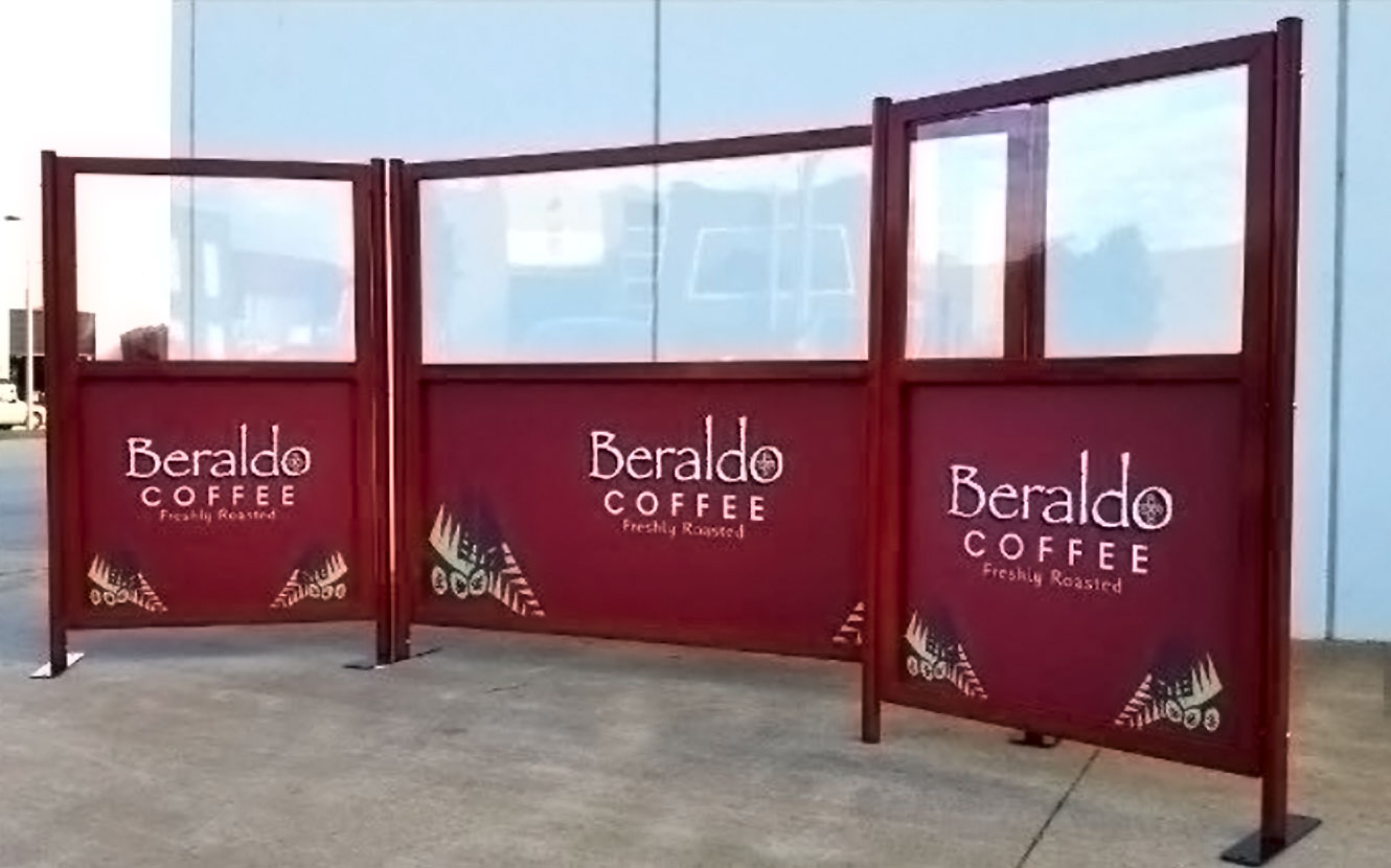 Black Square Tube Cafe Barrier | Wind Break (1.5x2m) - Big Banner Australia