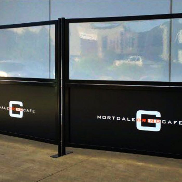 Black Square Tube Cafe Barrier | Wind Break (1.5x2m) - Big Banner Australia