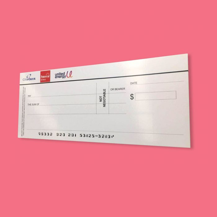 Novelty Cheque / Check for Charity or Fundraising Events