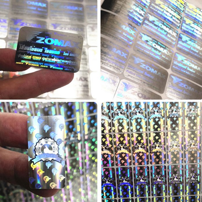 Laser Silver Stickers | Labels | Hologram Pattern in Diamond & Rainbow ...