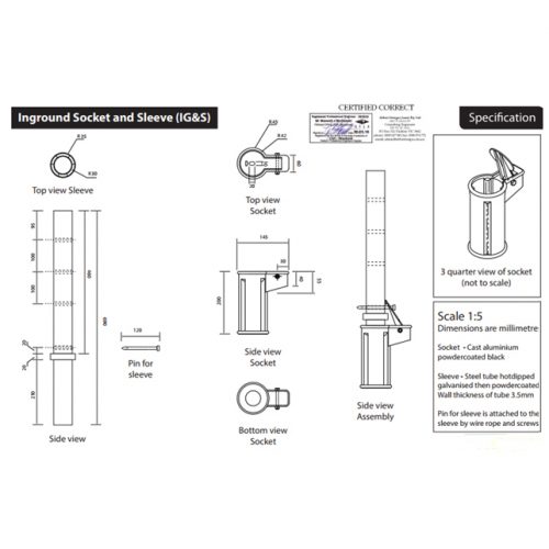 In Ground Sockets for Cafe Umbrella and Cafe Barrier